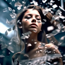 «Photo manipulation: girl, glass fragments, air, high resolution, high ...