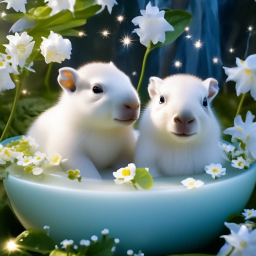 «@This, little white capybara babies bathe in milk in a deep and wide ...