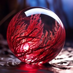 «Transparent red ball, intricate textures inside, high resolution ...