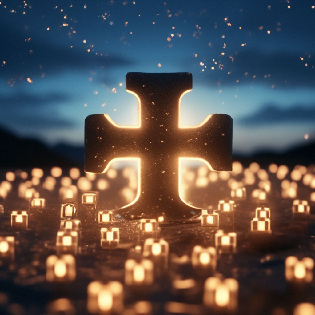 "Small glowing hashtags in the night …" — image created in Shedevrum