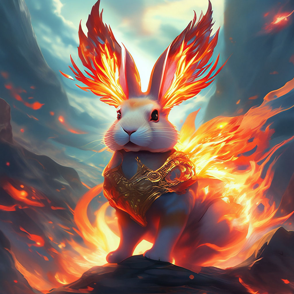 "The phoenix rabbit" — image created in Shedevrum