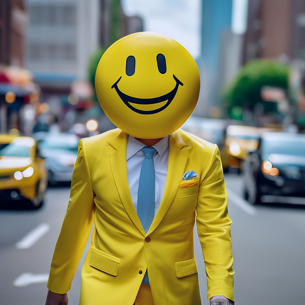 "A man in a yellow suit and a mask in …" — image created in Shedevrum