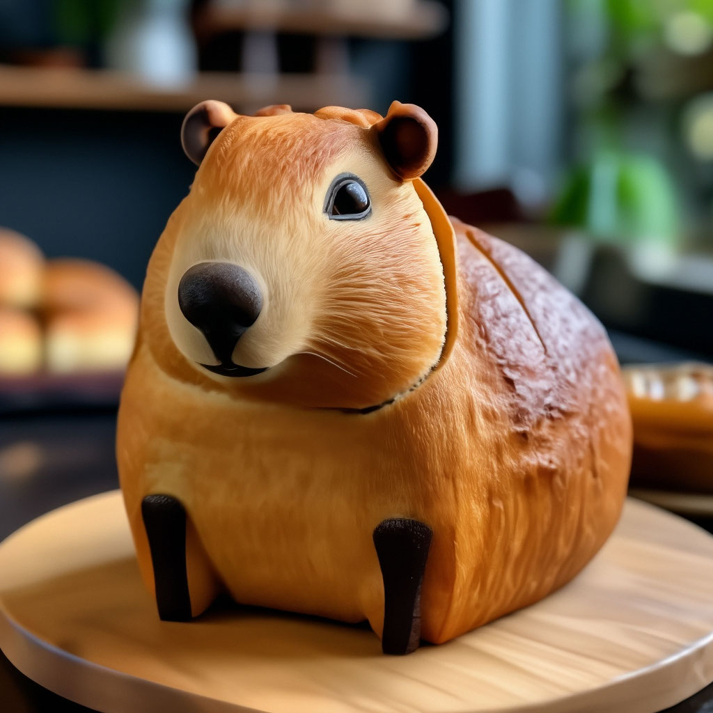 "Bread in the form of a capybara" — image created in Shedevrum