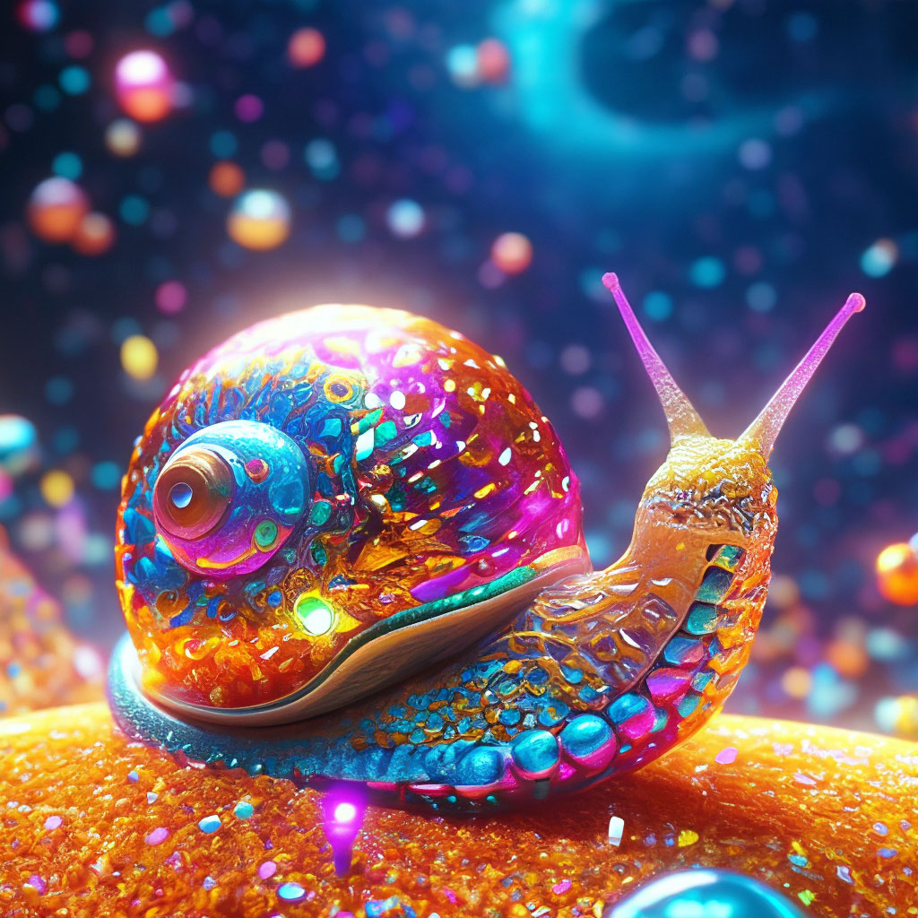 "Graphic drawing, snail, space shell, …" — image created in Shedevrum