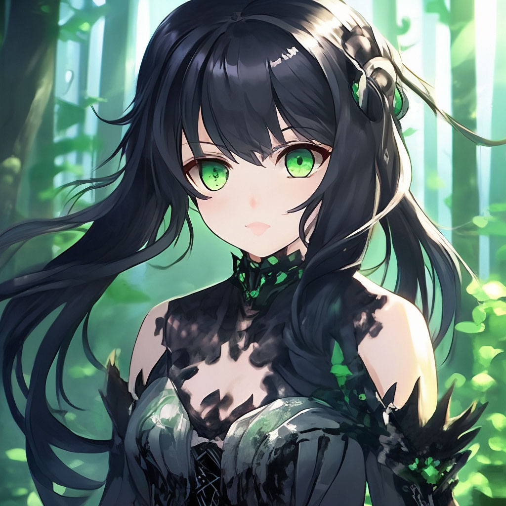 Girl black hair with bangs long