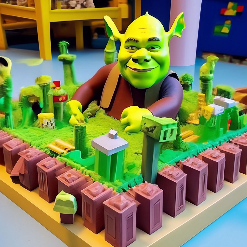 «Шрек, лего, майнкрафт, аниме, …» — картинка создана в Шедевруме