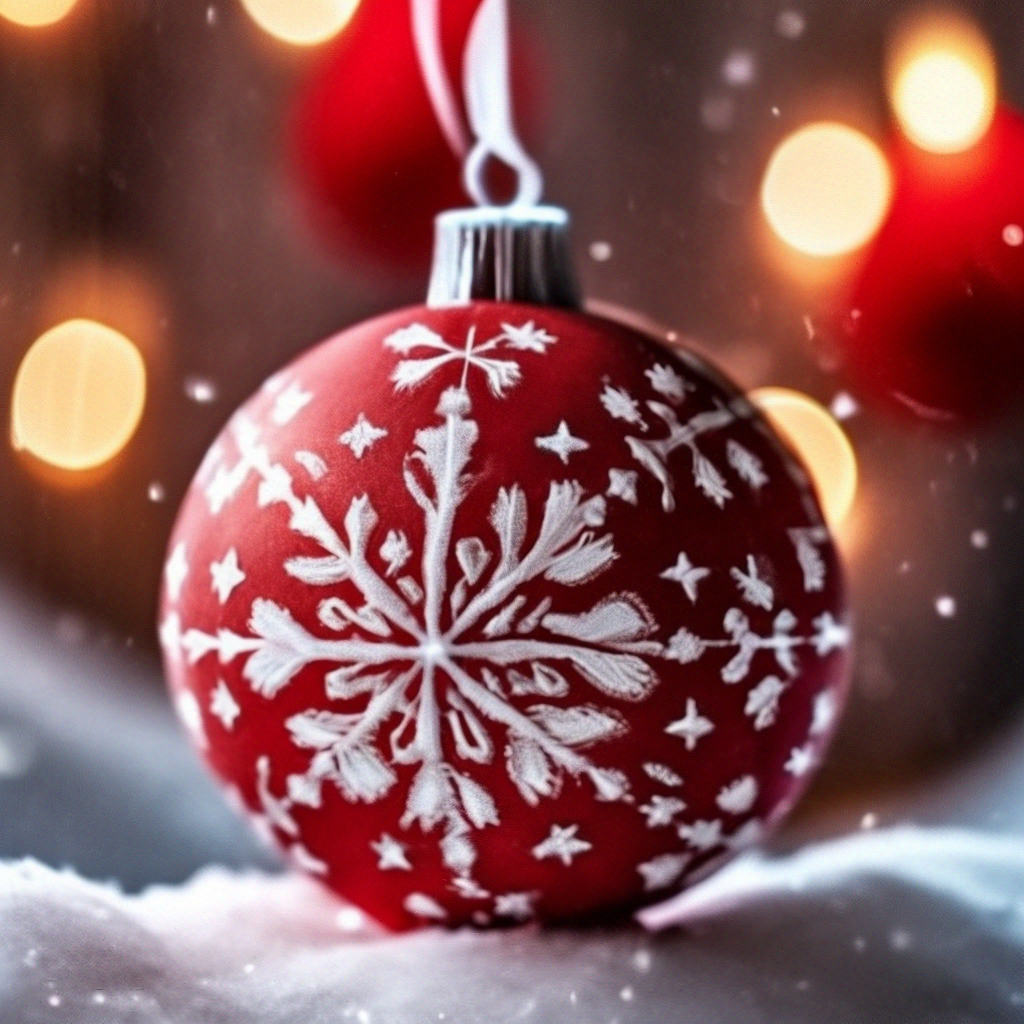 A Red Christmas Ball With A Beautiful… — Image Created In Shedevrum