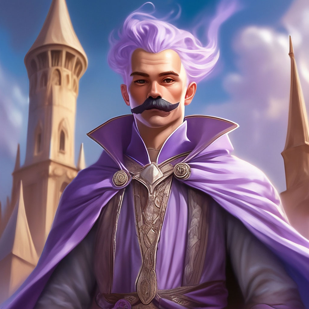 "Shaved wizard, with lilac hair, with …" — image created in Shedevrum