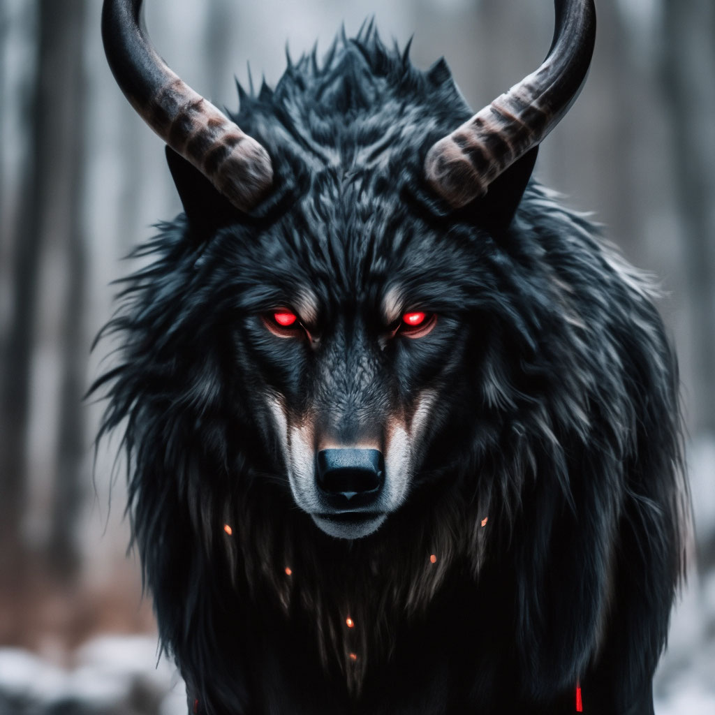 Wolf with horns store