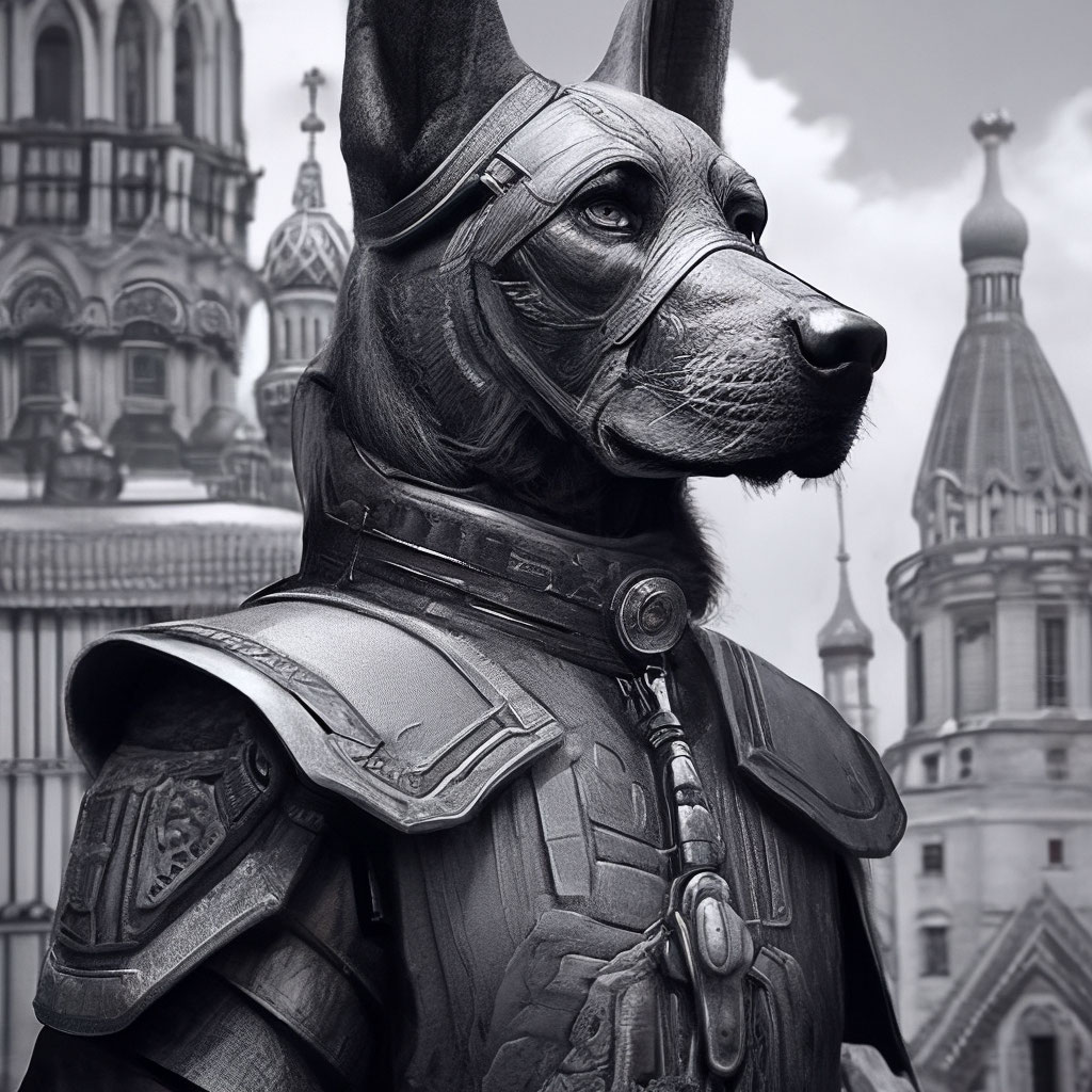 "Anthropomorphic dog in the form of a guard in Russia, high detail ...