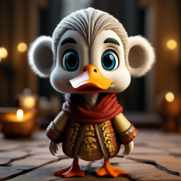 «A hybrid of a duck and a mouse in a chapan in skullcaps in the style ...