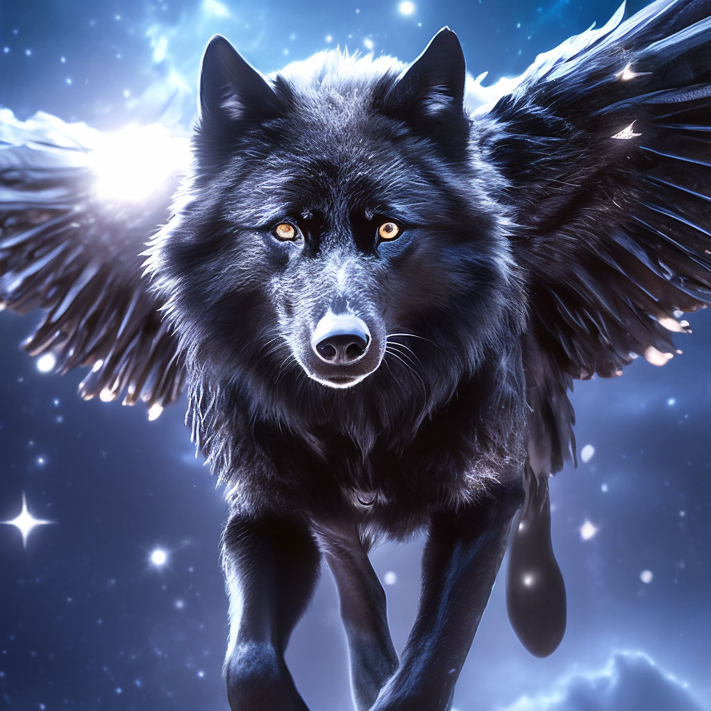 Shadow Winged Wolf Rosepetal, Female, No Mate Or Pups. Hunter.