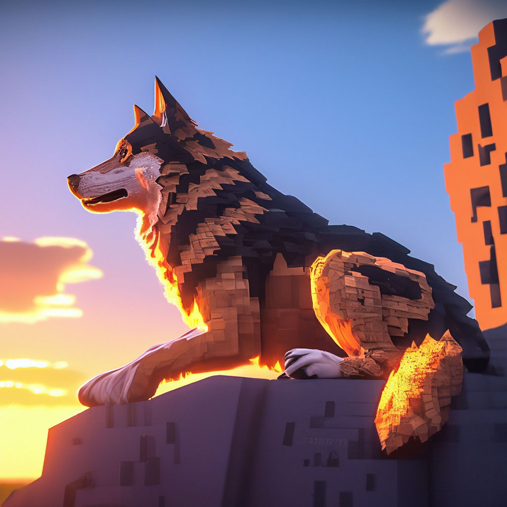 Minecraft Wolf In The Distance