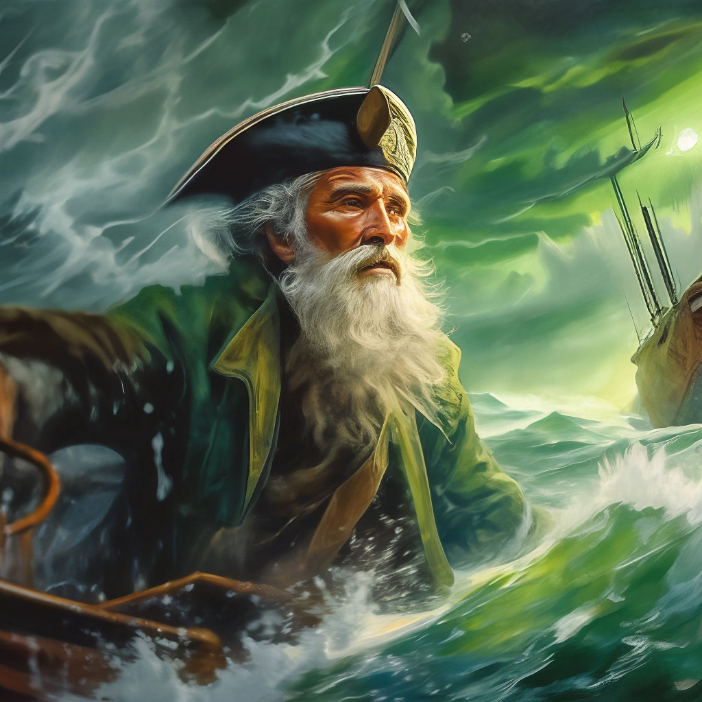 Old Sea Captain In Storm