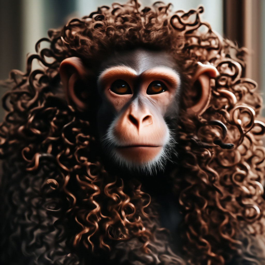 "Curly monkey" — image created in Shedevrum