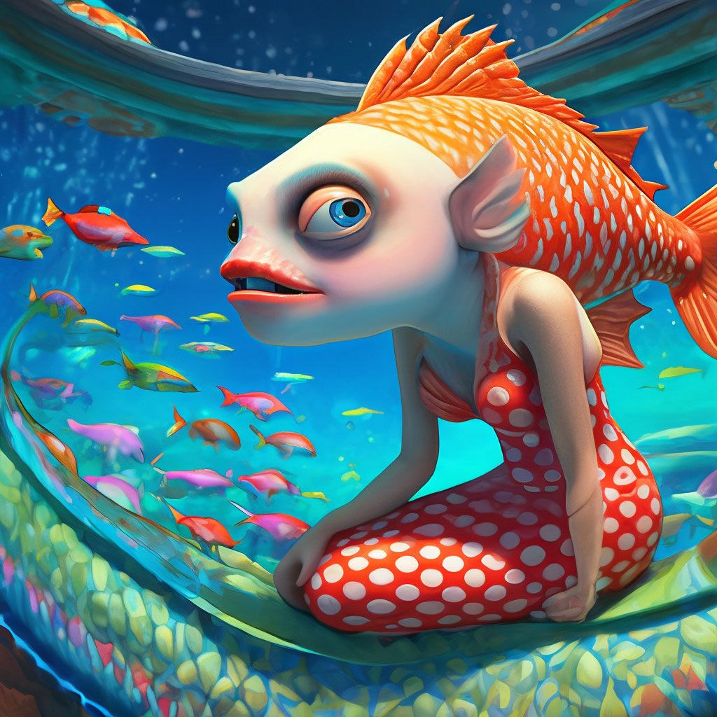 Wide Face Fish Cartoon