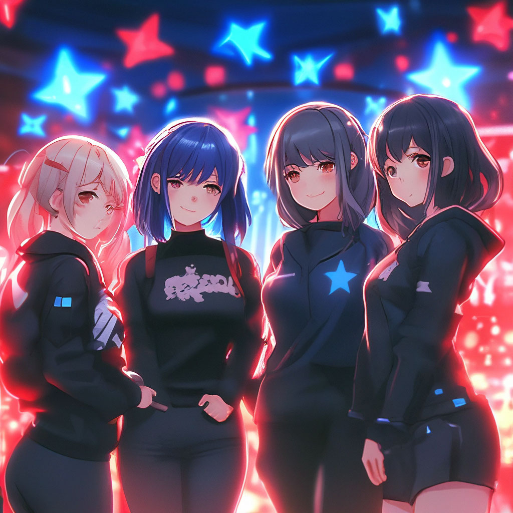 Four Beautiful Anime Girls