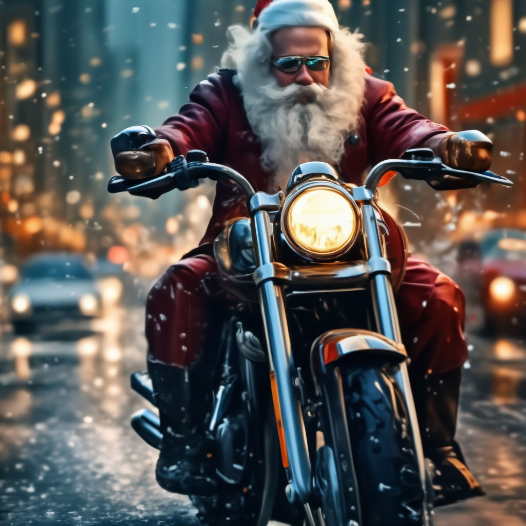 Santa On A Harley Davidson