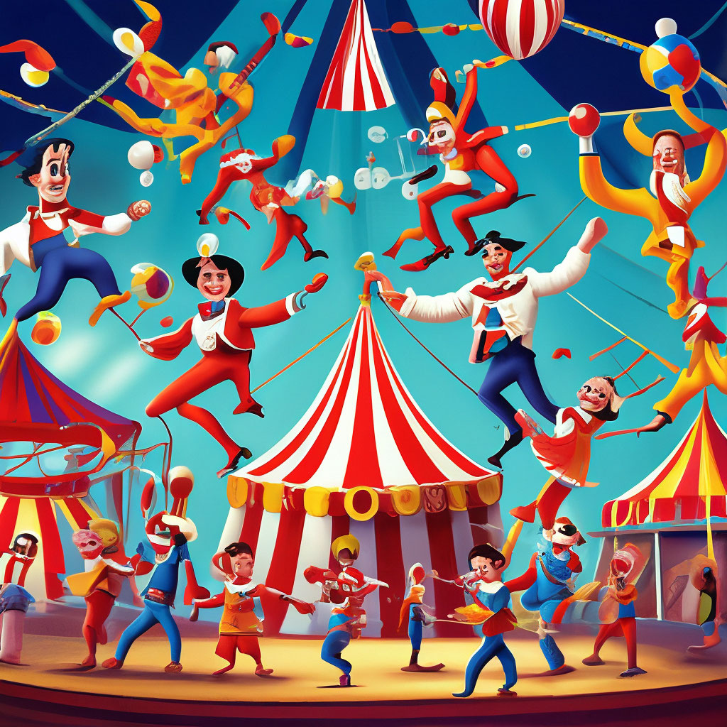 Cartoon Circus Acrobats