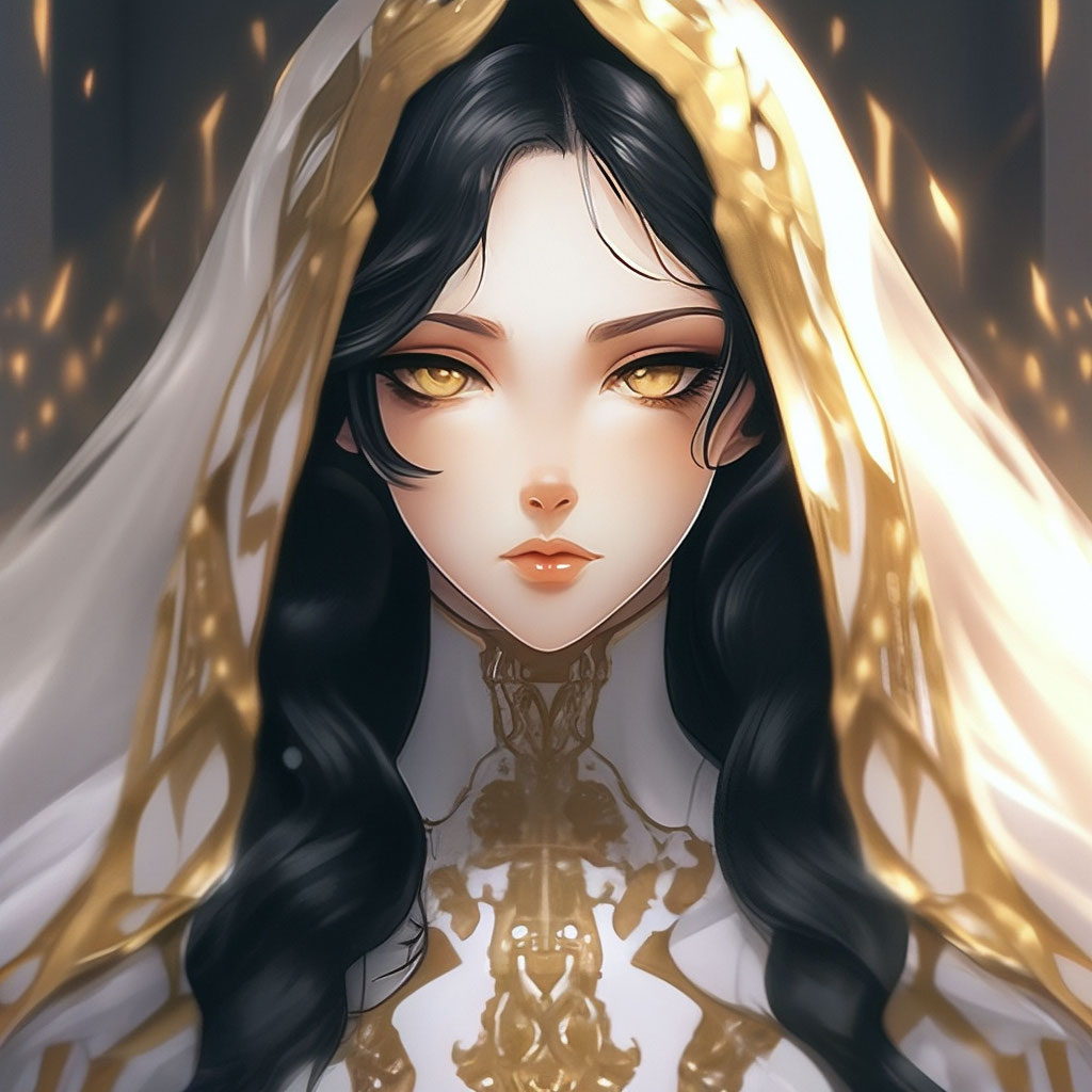 Anime Girl With Black Hair And Gold Eyes