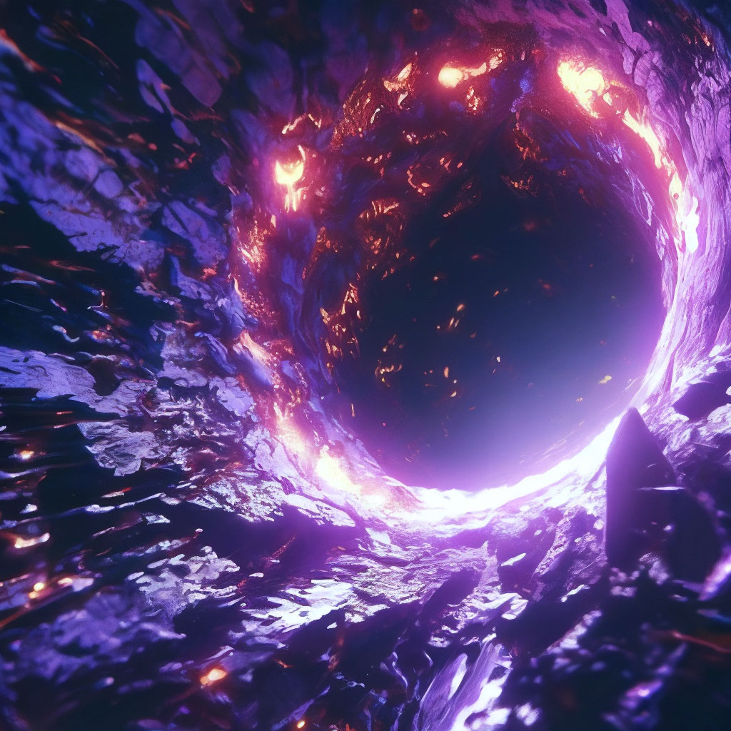 "Void hole, purple, hyperrealism, HD, …" — image created in Shedevrum