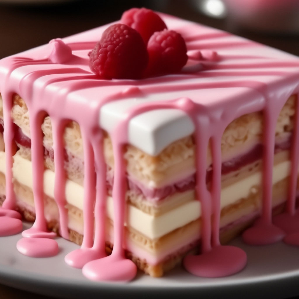 "Creamy layered dessert, rectangle …" — image created in Shedevrum