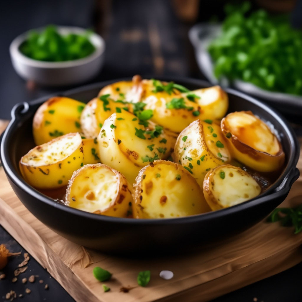 "Glass potatoes with cheese" — image created in Shedevrum