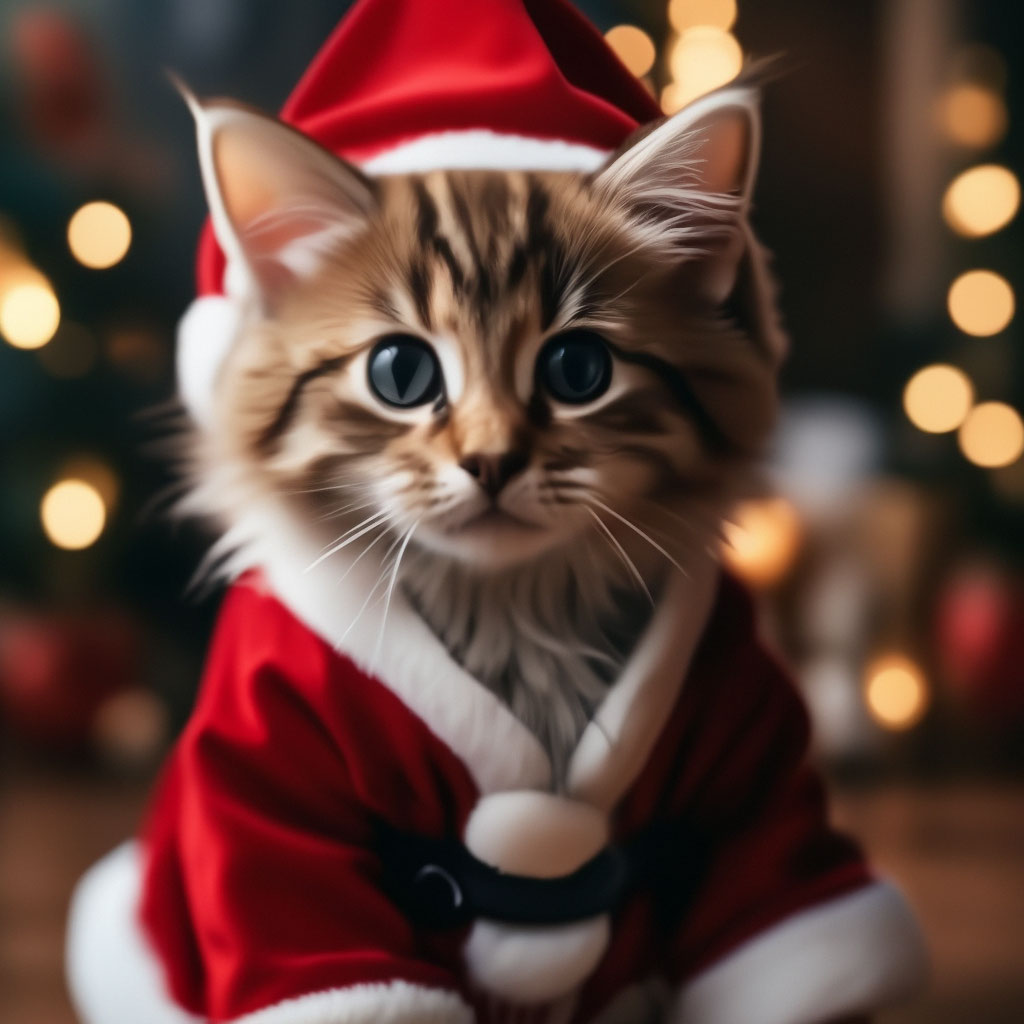 "Little cat Santa Claus" — image created in Shedevrum