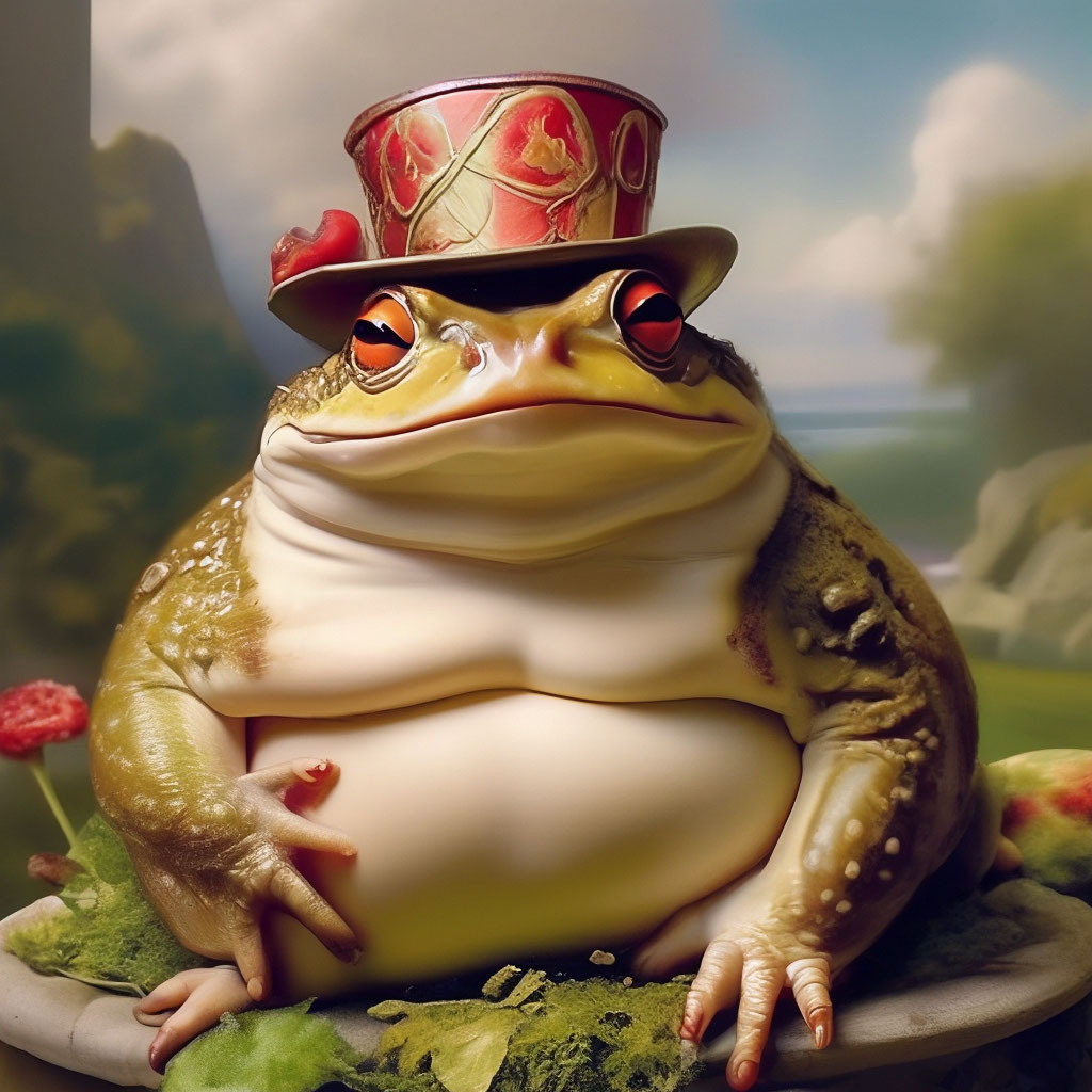 "Like a fat toad, you'll be happy all …" — image created in Shedevrum