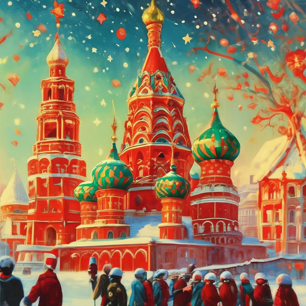 «Советская новогодняя открытка» — картинка создана в Шедевруме