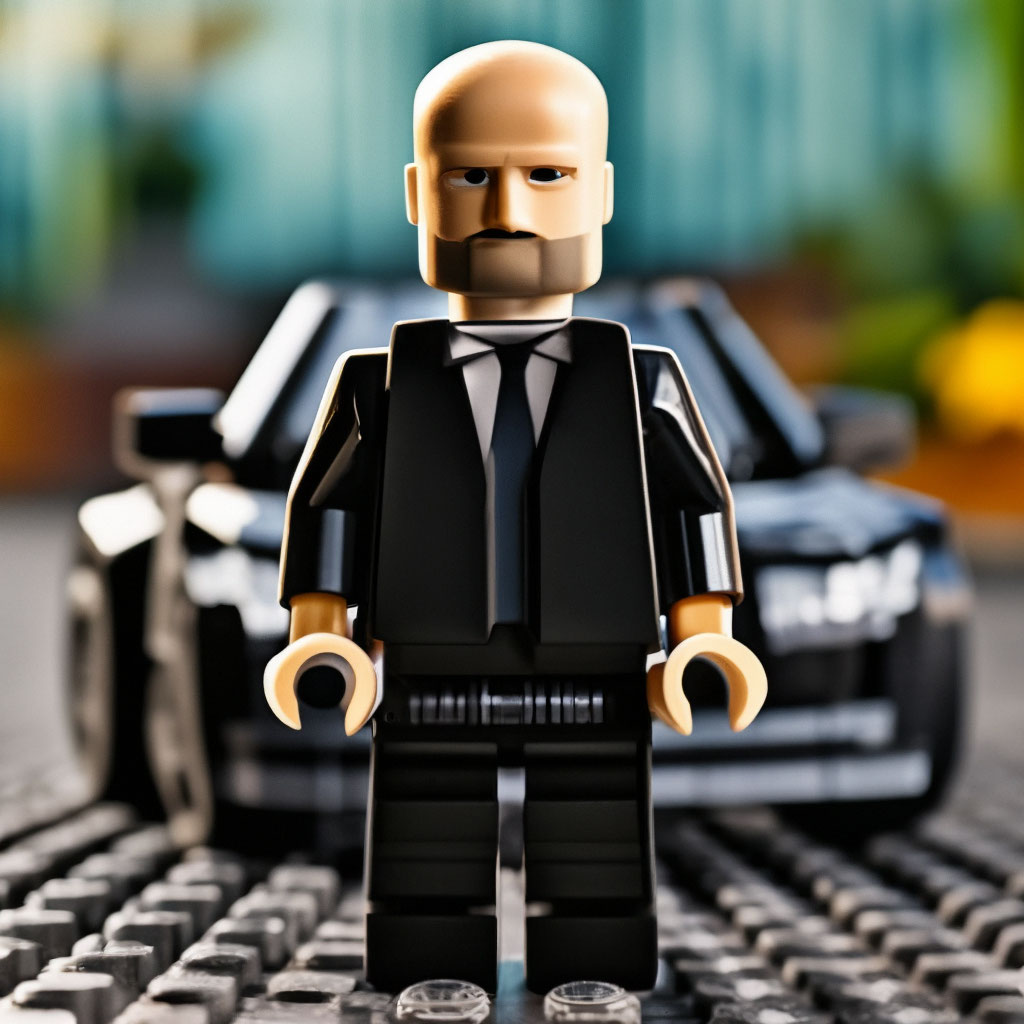 "Jason Statham en estilo LEGO contra …" — imagen creada en Shedevrum