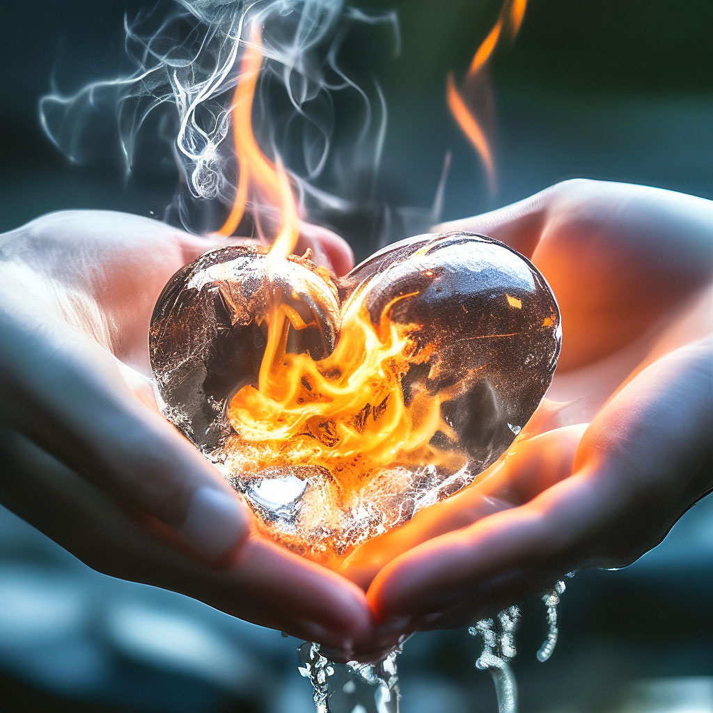 Fire And Water Hands With Heart 523 Fire Hands Heart Stock Photos