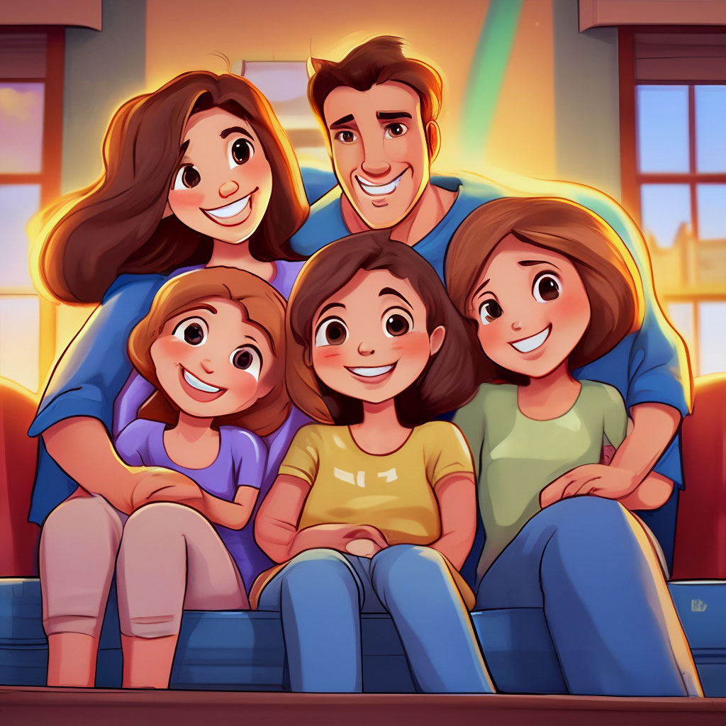 Cartoon Families Of 4
