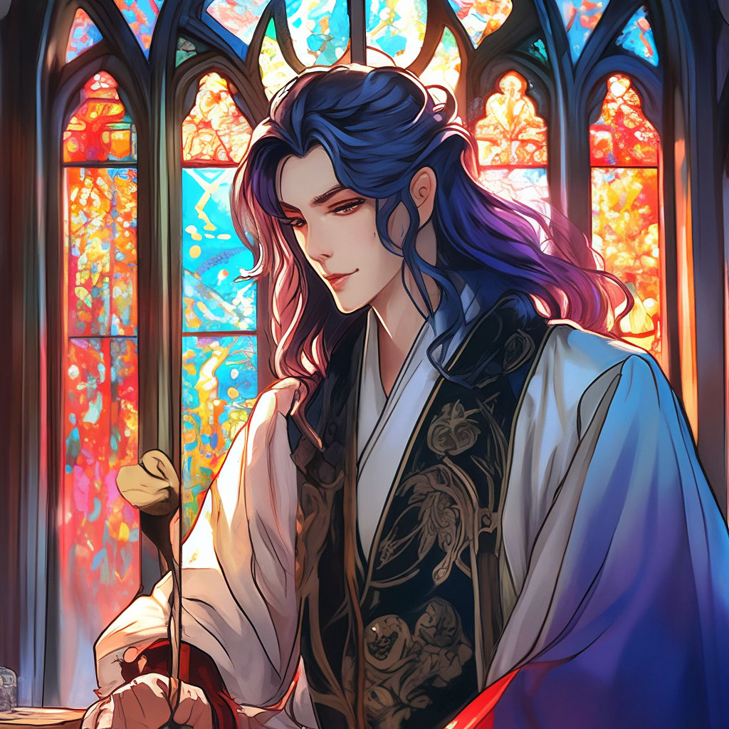 "Detailing, drawn handsome demon guy …" — image created in Shedevrum