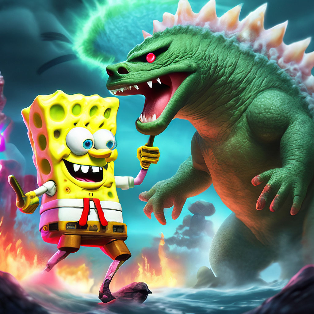 Spongebob Versus Godzilla Godzilla And Spongebob Vs Anguirus And