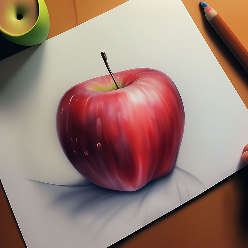 Apple sketching image created in Shedevrum