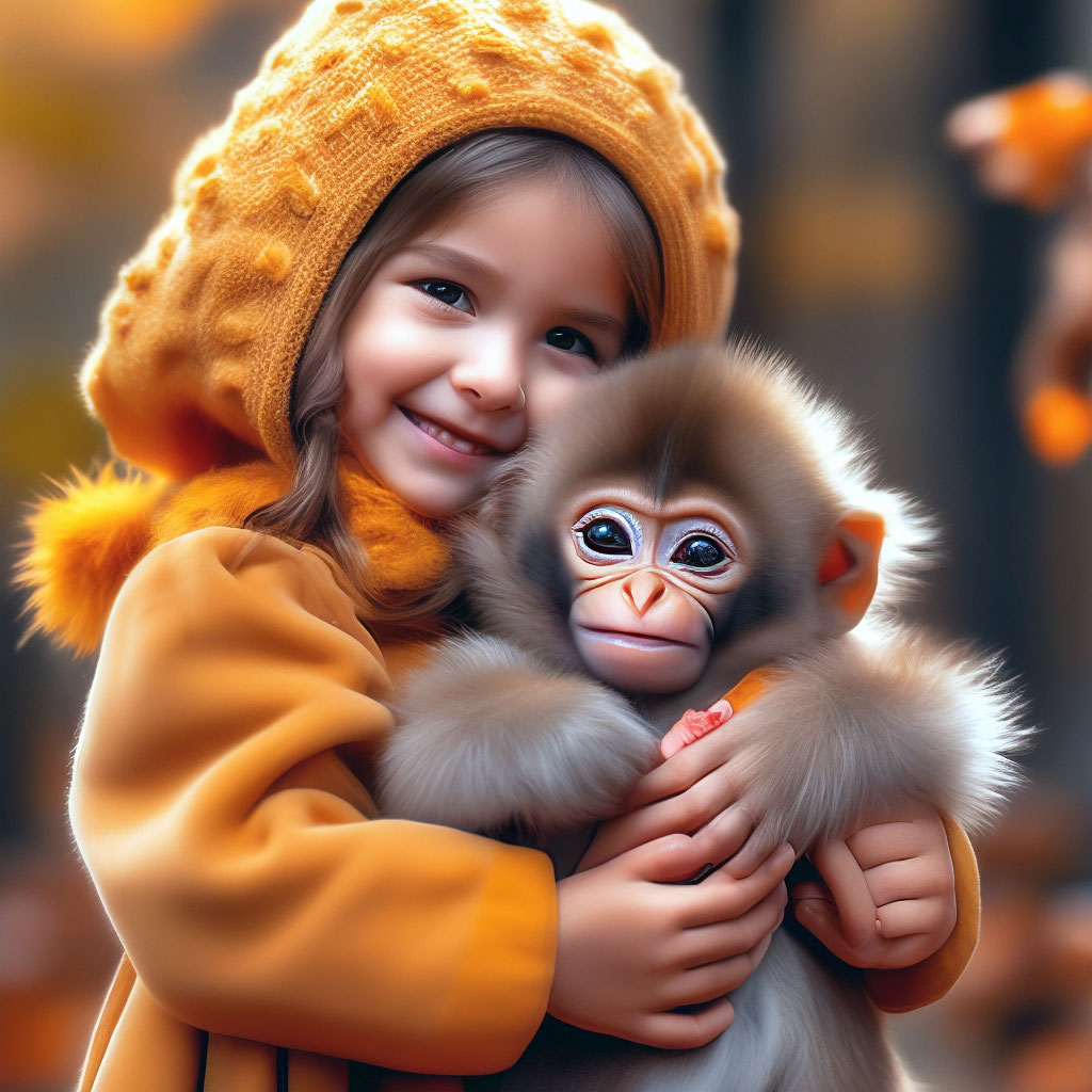 Baby Girl Monkey Smiling