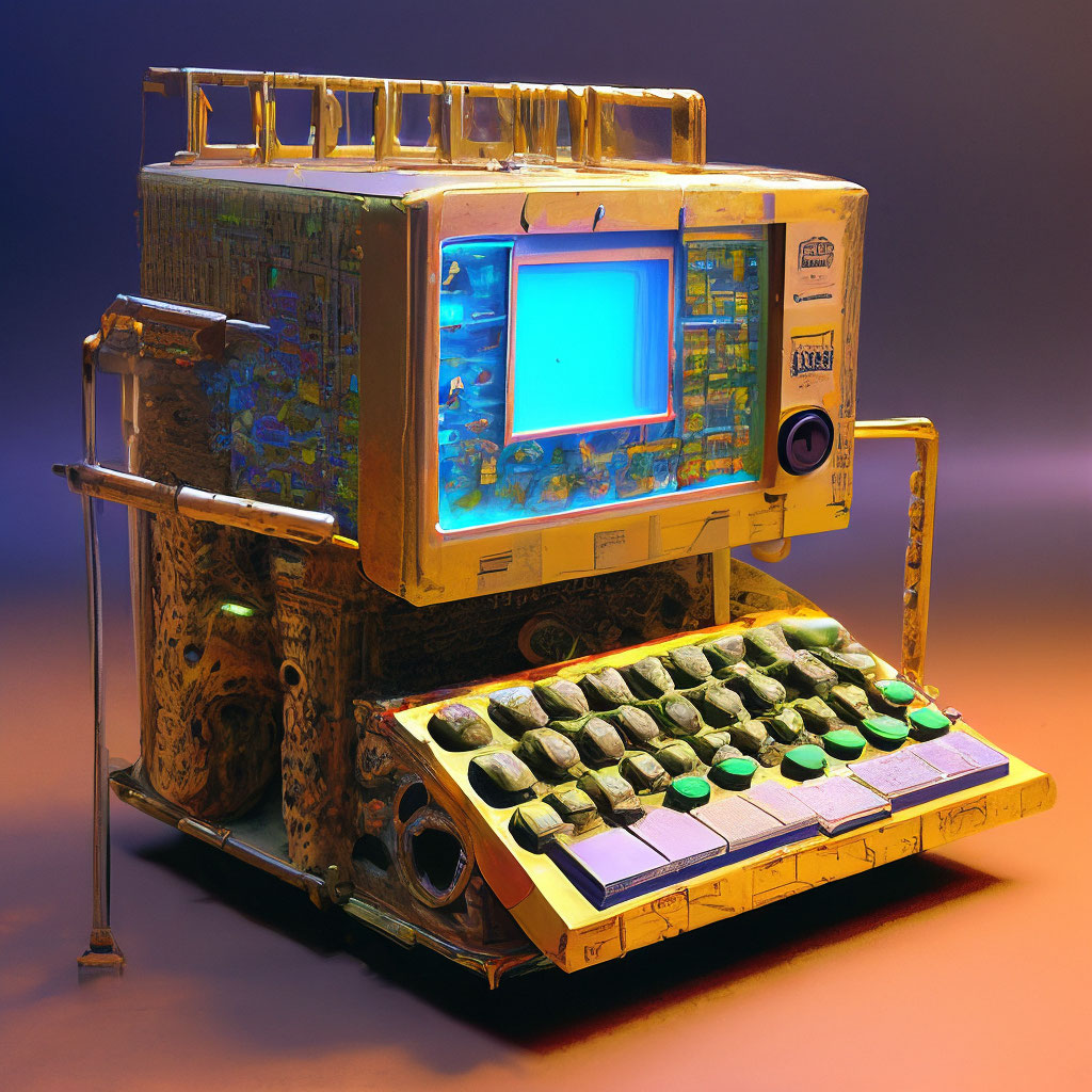 "A rare computer" — image created in Shedevrum