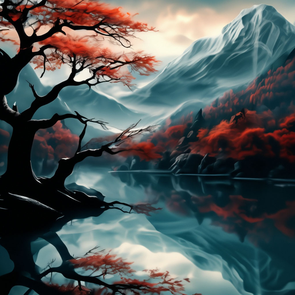 "A magical landscape in one color" — image created in Shedevrum