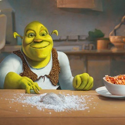 «Шрек сидит за столом а на столе …» — картинка создана в Шедевруме