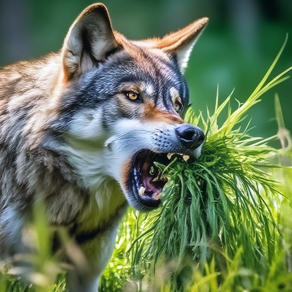 Wolves Eating Grass