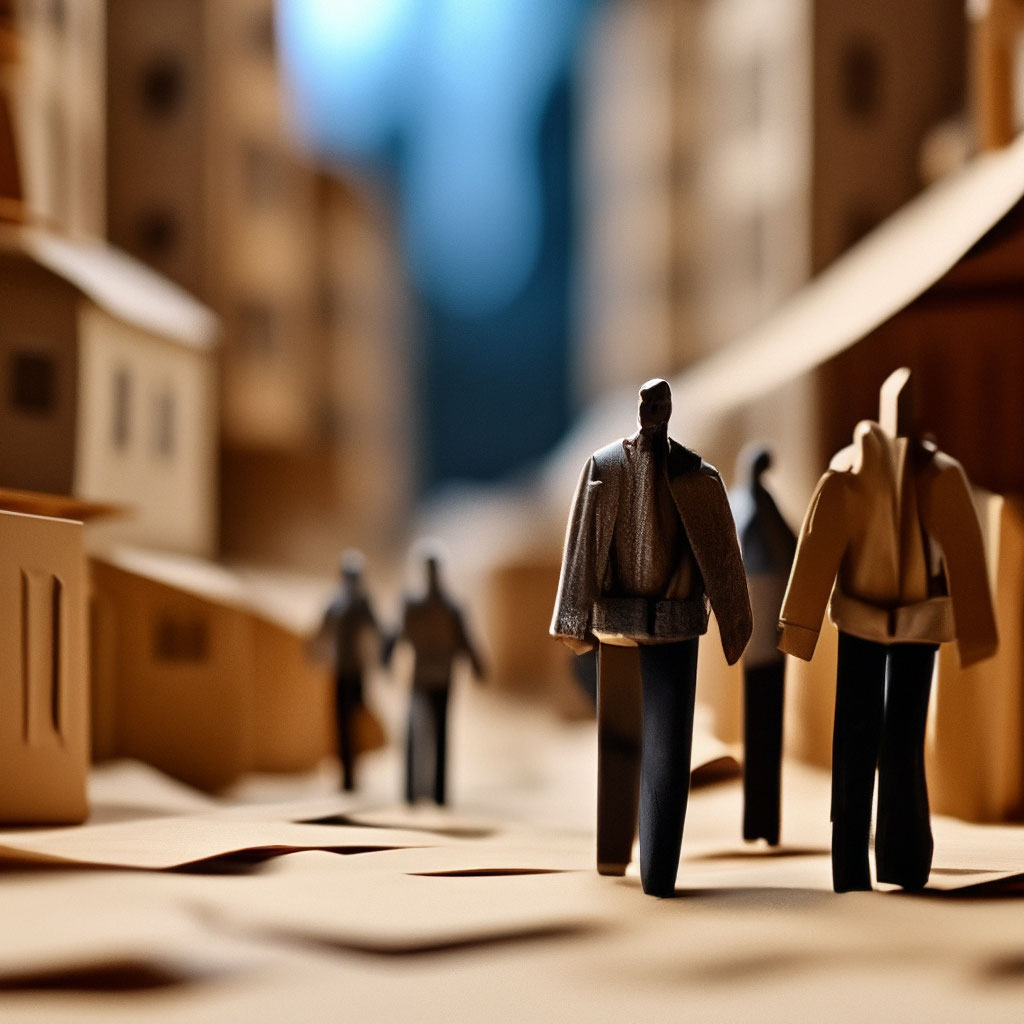 "Paper city. origami paper people. …" — image created in Shedevrum