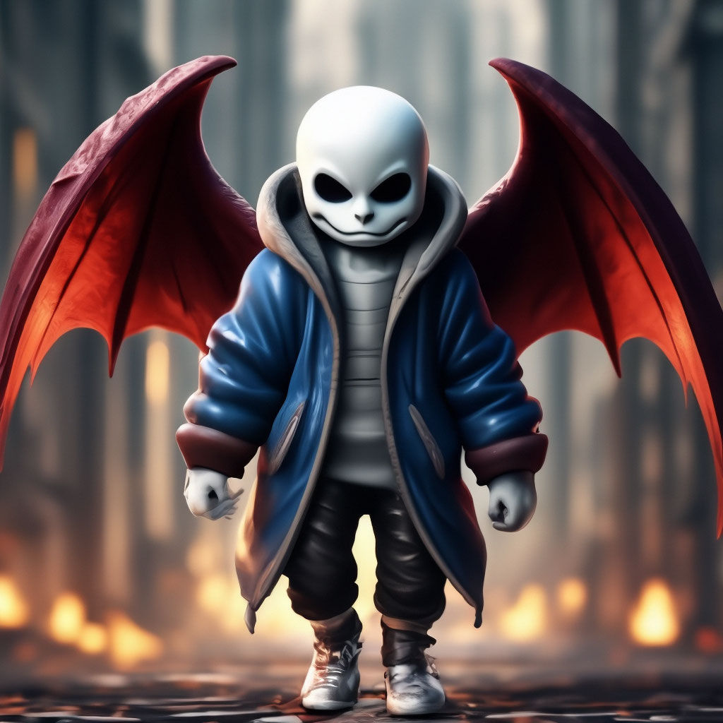 "Sans is a small demon with wings" — image created in Shedevrum
