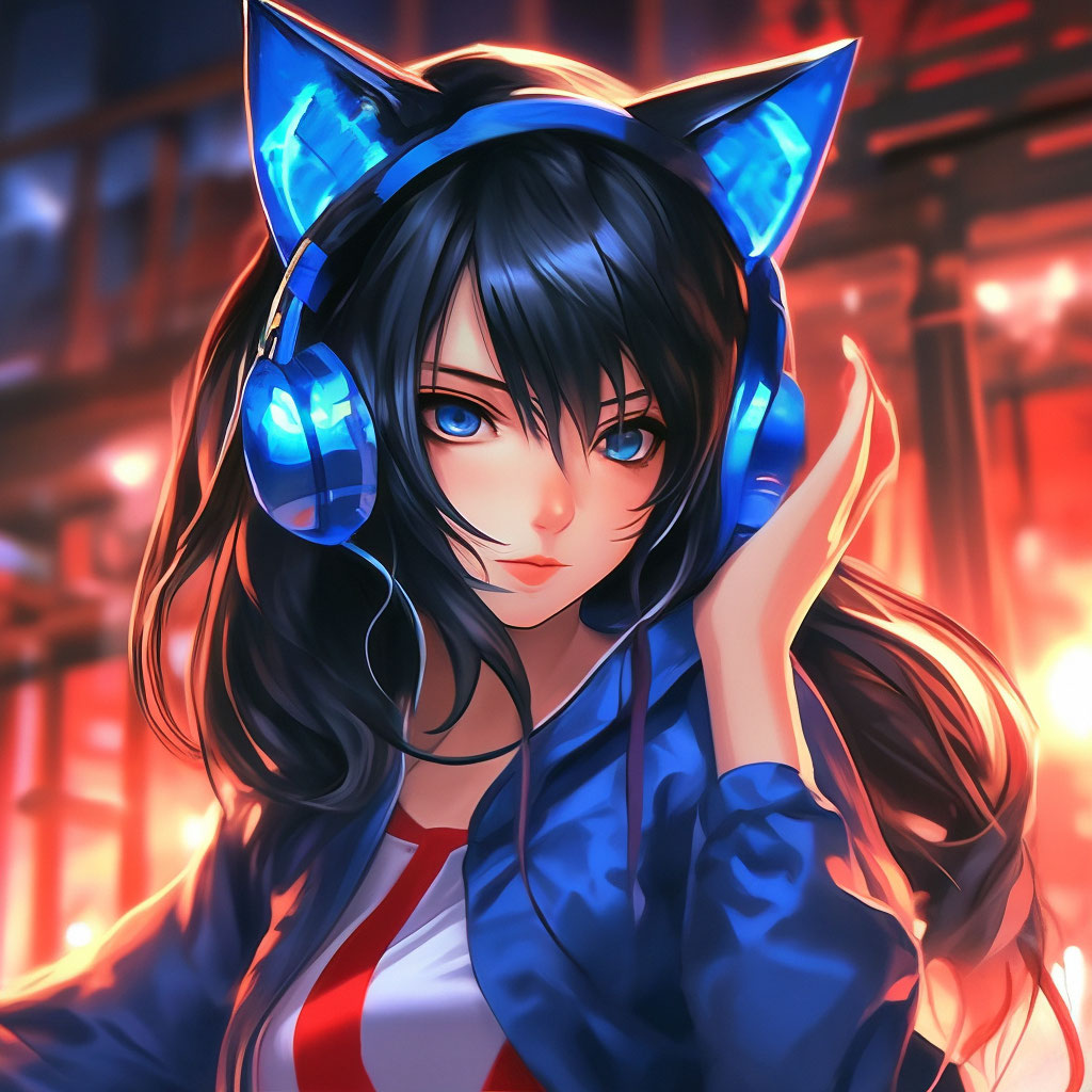 Anime Girl With Headphones Only