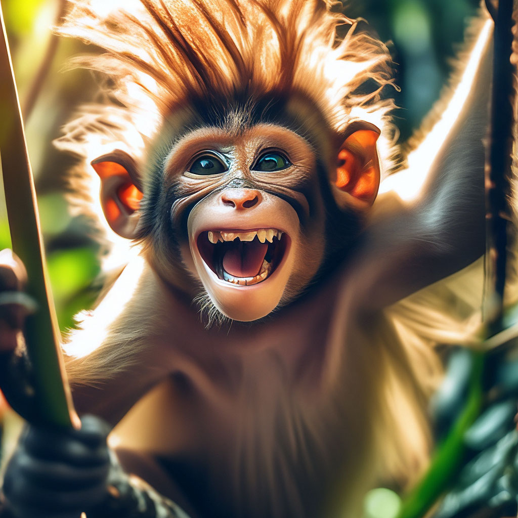 Cartoon Monkey Hanging By Tail