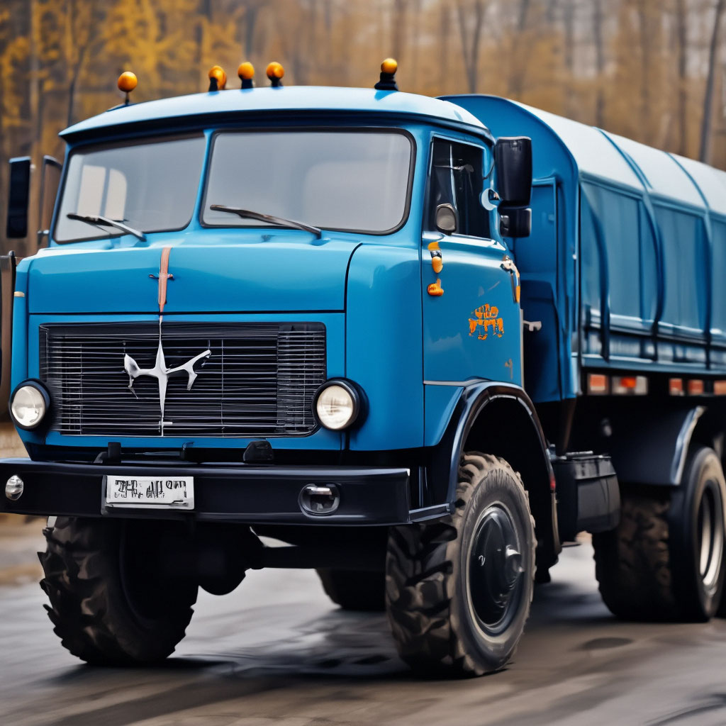 "MAZ - 500 blue color" — image created in Shedevrum