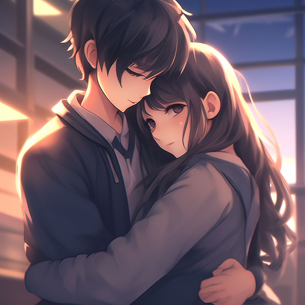 Anime Girl Hugging Sad Boy