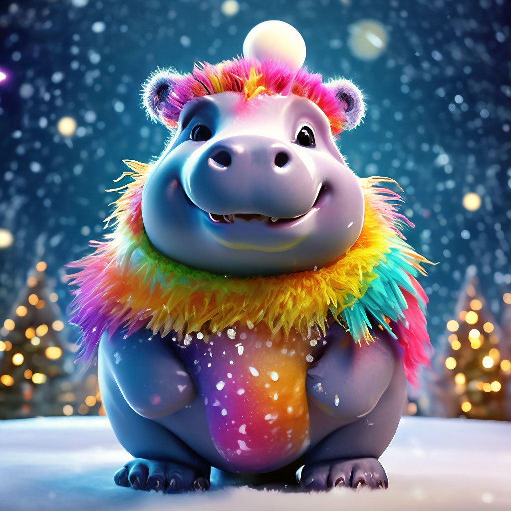 "Beautiful anthropomorphic hippo, …" — image created in Shedevrum