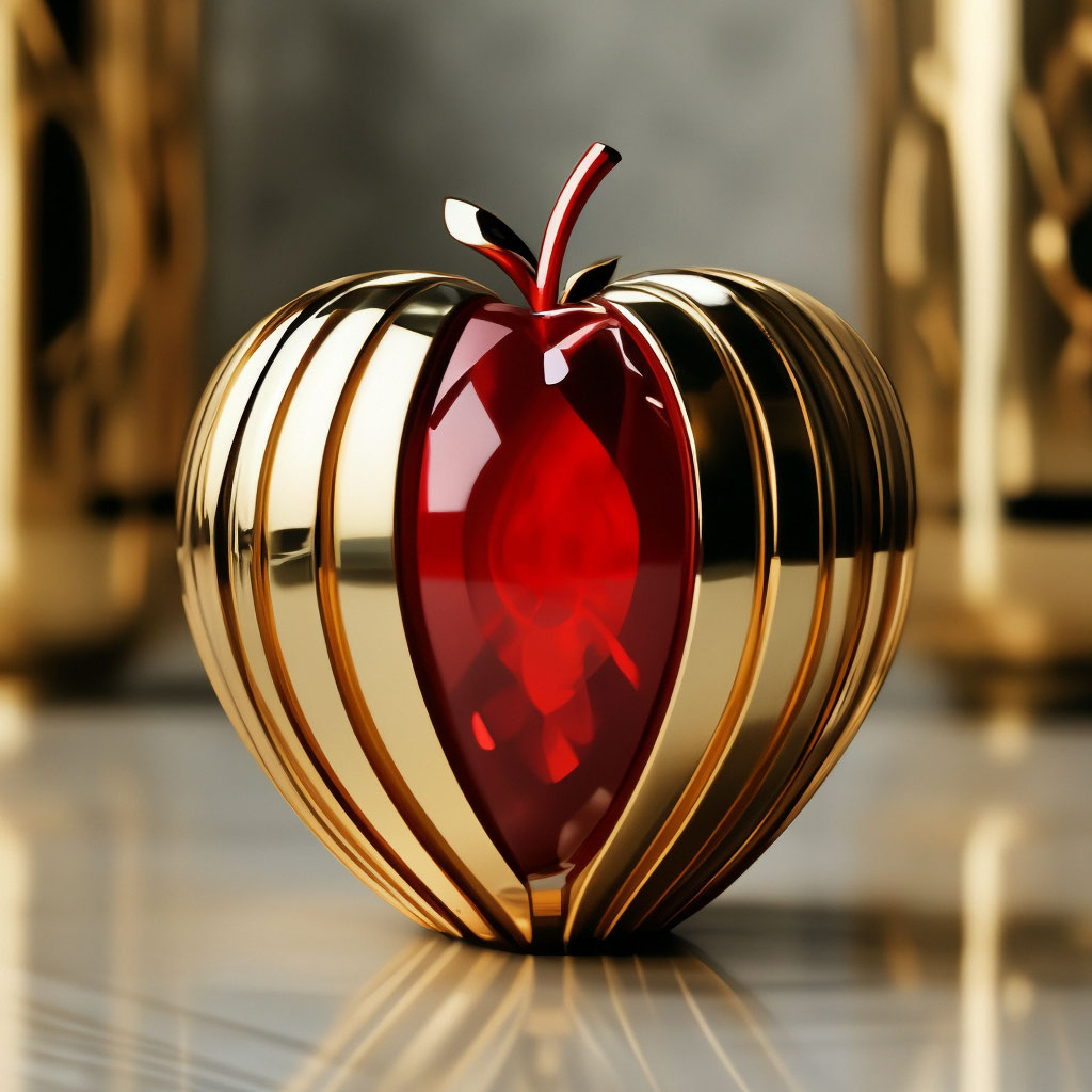 "🐾 designer apple, gold elements, art…" — image created in Shedevrum