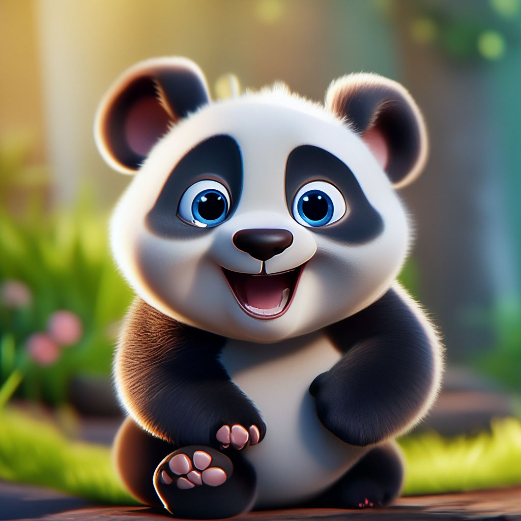 Cute Baby Cartoon Panda With Big Eyes